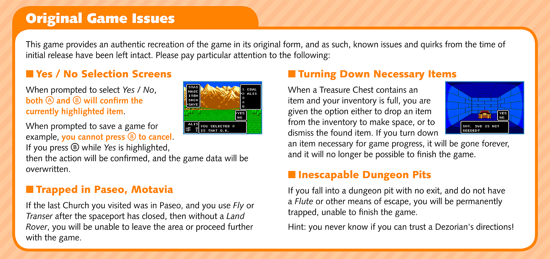 SEGA AGES Phantasy Star Web Manual