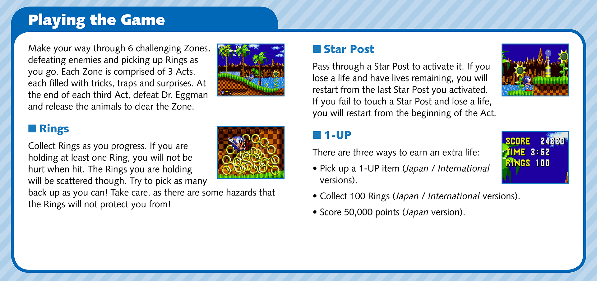 SEGA AGES Sonic The Hedgehog Web Manual